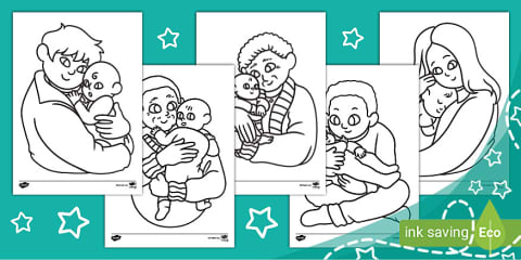 EYFS/KS1 Diverse Families Colouring Sheets