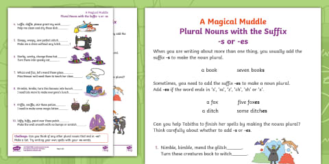 Plurals '-s' and '-es' Worksheet
