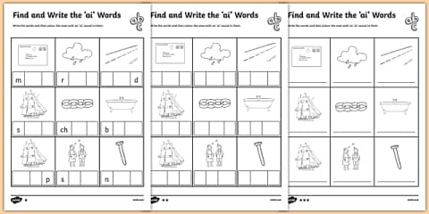 Find and Write the ay Words Differentiated Worksheets
