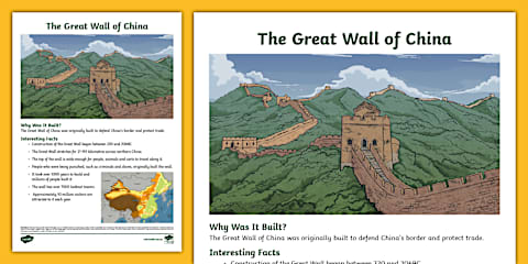 UKS2 The Great Wall of China Reading Comprehension Activity
