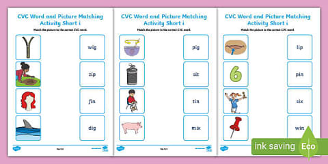 CVC Word and Picture Matching Activity: Short O