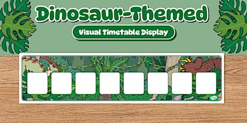 Dinosaur-Themed Vertical Visual Timetable Display