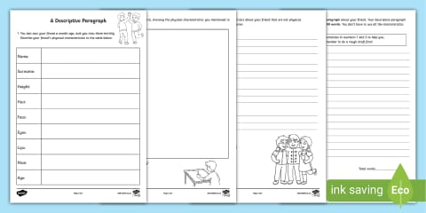 Grade 4: Descriptive Paragraph Activity Sheet