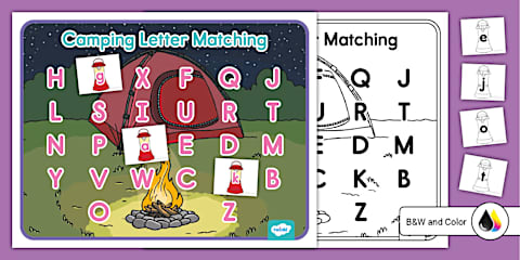 Bees Uppercase and Lowercase Matching Worksheet for PreK-K