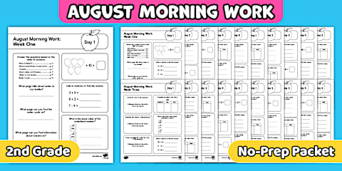 First Grade August Morning Work Pack