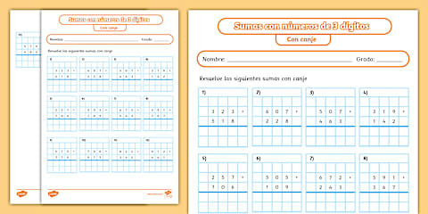 PowerPoint: Sumas con reserva utilizando el algoritmo