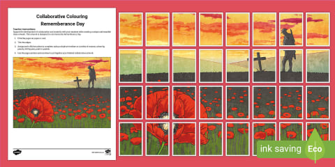 Remembrance Day Poppy Collaborative Colouring