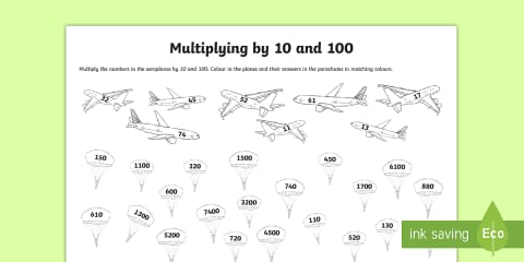 Multiplying by 10, 100 and 1000 Maths Activity Sheet