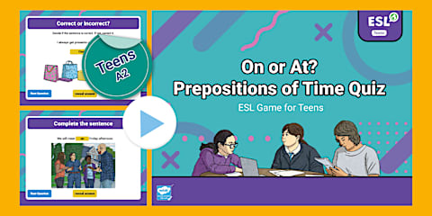 ESL Prepositions of Time: In, On and At Quiz [Kids, A1]
