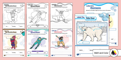 Label the Winter Pictures Worksheets