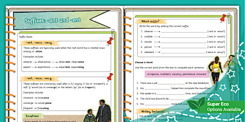 Mark My Work! -ent and -ant Suffixes