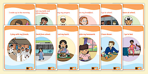 Daily Routine Word Order with Pictures - Indonesian