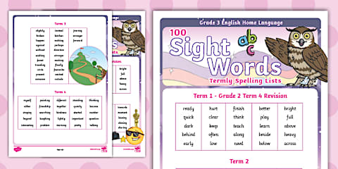 Grade 3 English Term 3 Sight Word Spelling Sheets (CAPS Aligned)