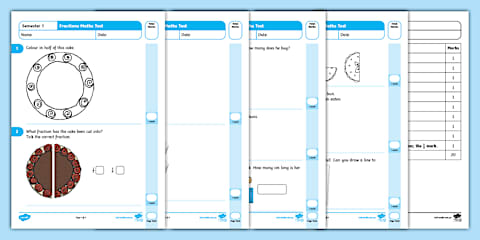 Year 2 Fractions Assessment Sheet