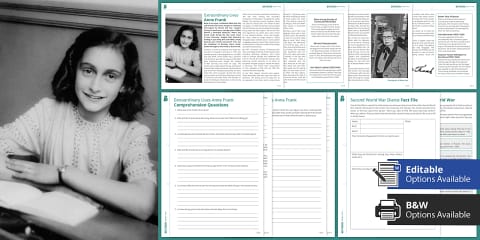 Anne Frank Read and Draw Worksheet for 6th-8th Grade