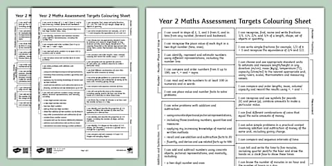 Year 1 Maths Assessment Targets Colouring Sheet