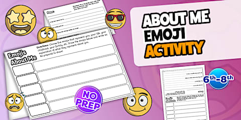 About Me Emoji Activity for 6th-8th Grade
