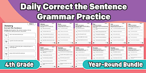 Fourth Grade March Daily Correct the Sentence Grammar Practice
