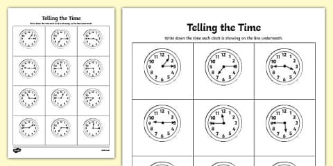 Year 1 Time Activities | Differentiated Worksheets - Twinkl