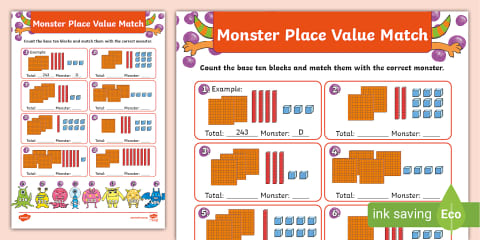 Monster Place Value to 50 Activity Sheet