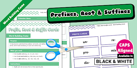 Gr 4 Extra Lessons: English: Prefix and Suffix: Cut and Stick