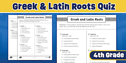 Greek Root Word: Photo Worksheet for 6th-8th Grade
