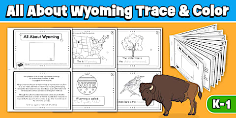All About Maine Trace and Color Printable Book for K-1st Grade