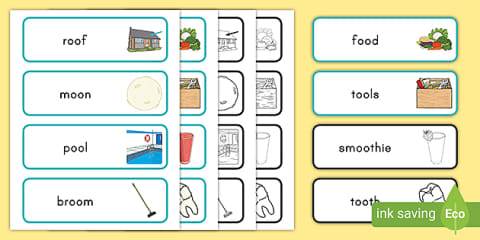 Short -oo Digraph Word Cards