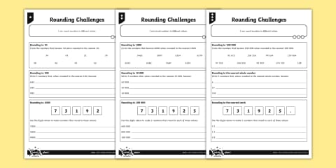 Rounding to the Nearest 10, 100 or 1000 Activity Sheet - KS2