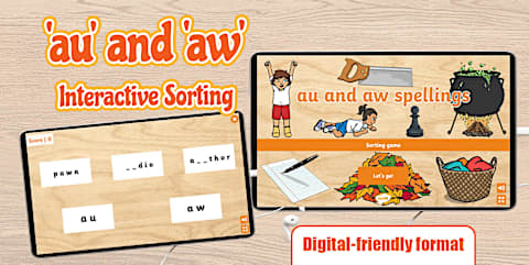Or, Au, Aw Which Is The Correct Spelling Word Cards