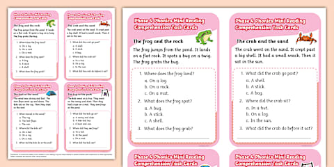 Phase 3 Phonics Mini Reading Comprehension Task Cards