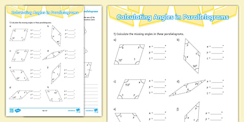Finding Missing Angles in Quadrilaterals Worksheet