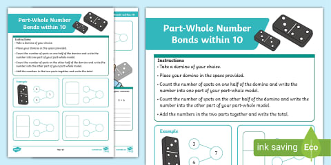 Part-Whole Number Bonds to 10 Activity Sheets