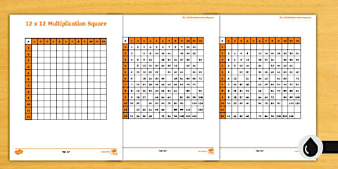 10 x 10 Multiplication Square Activity Sheets