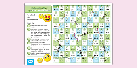 Snakes and Ladders with 2, 5 and 10 Times Tables Facts Game