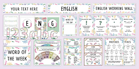 Colourful Botanical Visual Timetable with Cards