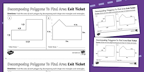 Sixth Grade Decomposing Polygons To Find Area Worksheet