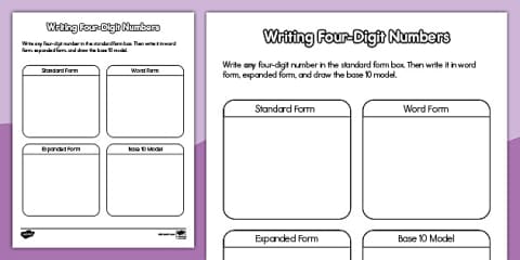 Third Grade Halloween Place Value and Standard Form to 4-Digits Worksheet