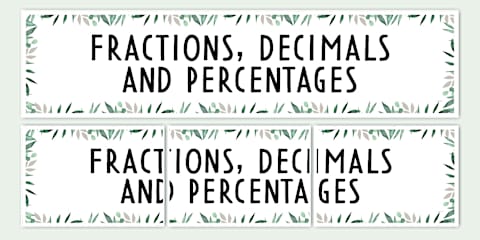 Fractions, Decimals and Percentages Display Banner