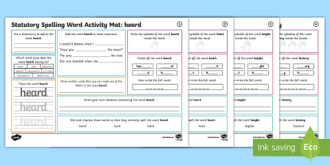 Year 3 and 4 Statutory Spelling Words Activity Mat Pack 9