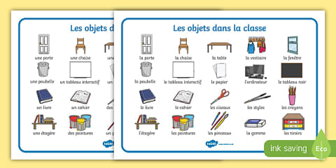 Classroom Objects Large Display Poster French