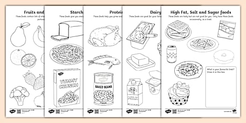 Colour the Food Groups Colouring Sheets