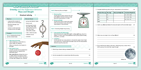 Eighth Grade Mass, Weight, and Gravity Worksheet