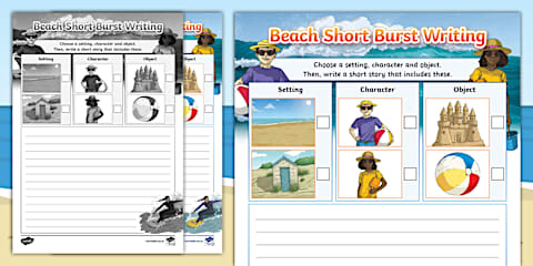 Beach Scene Writing Stimulus Picture Worksheet