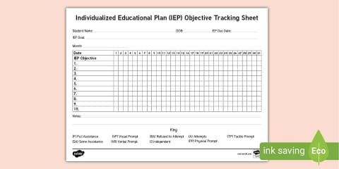 IEP Data Tracking Sheet for Special Education