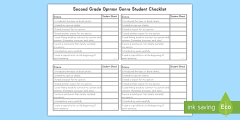 Peer Editing Checklist: Opinion Writing for 3rd-5th Grade