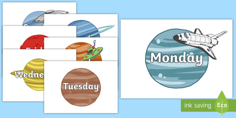 Days of the Week (on Planets) - Days of the Week, Weeks poster, week ...