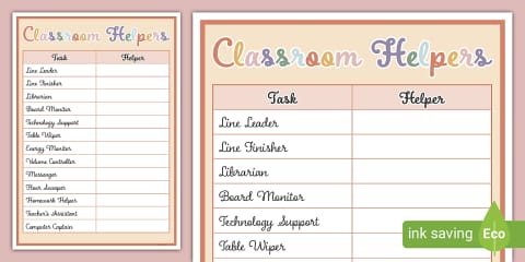 Retro-Themed Classroom Jobs Display Poster