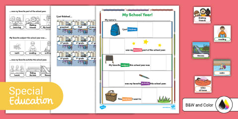 Fall Addition and Subtraction Adapted Math Worksheets for Special Education
