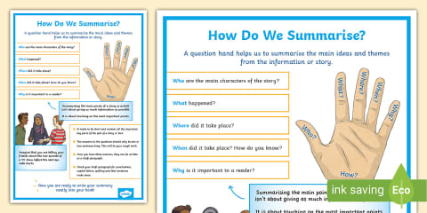 Five Finger Summary Graphic Organiser | English Resources
